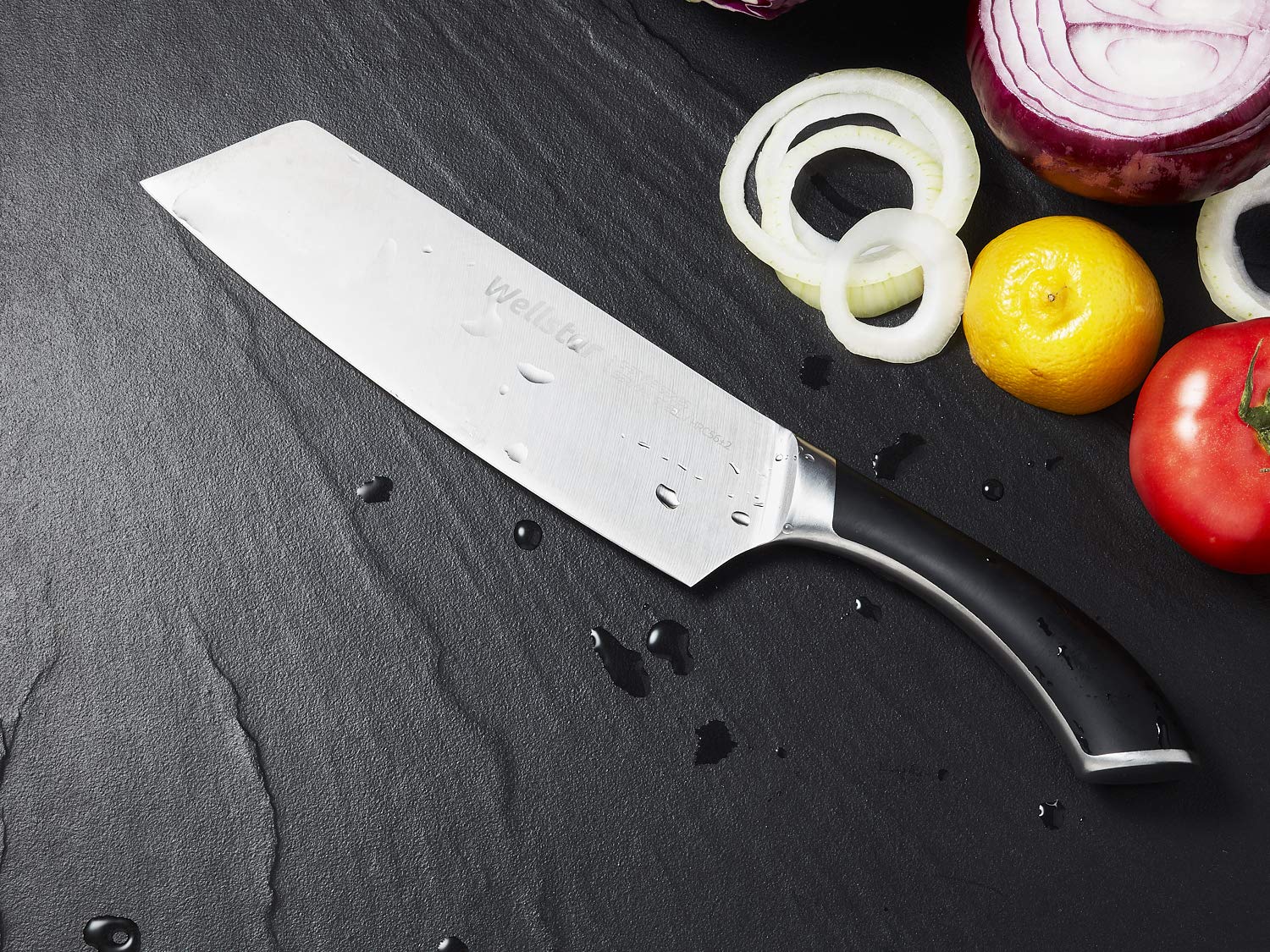 WELLSTAR Kiritsuke knife, Nakiri Vegetable Cleaver Kitchen Knife β Razor Sharp Forged German Stainless Steel Blade, Ergonomic Full Tang Handle, Multipurpose Use for Home Restaurant β Gift Box