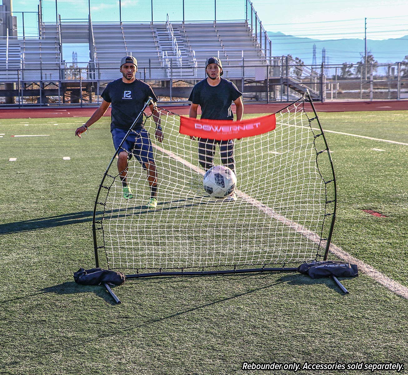 PowerNet Carli Lloyd Rebounder Training Net for Soccer, Lacrosse, Baseball, Softball | Angled Multi-Sport Rebound Pitchback Net | Portable Dual Practice Surface