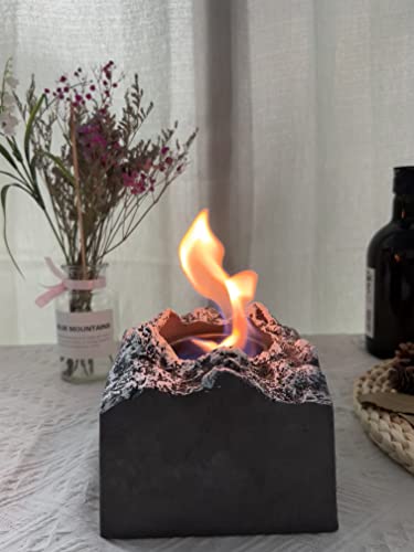 Xoten Concrete Tabletop Fire Pit, Snow Mountain,Indoor & Outdoor Fire Pit Bowl, Ethanol Fire Pit, Small Balcony Table Top Fire Bowl, Patio Firepit, Mini Fireplace, Tabletop Fireplace