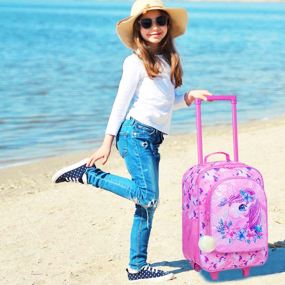 UFNDC Kids Luggage for Girls, Unicorn Suitcase Rolling with Wheels,Travel Carry on for Children Toddler elementary