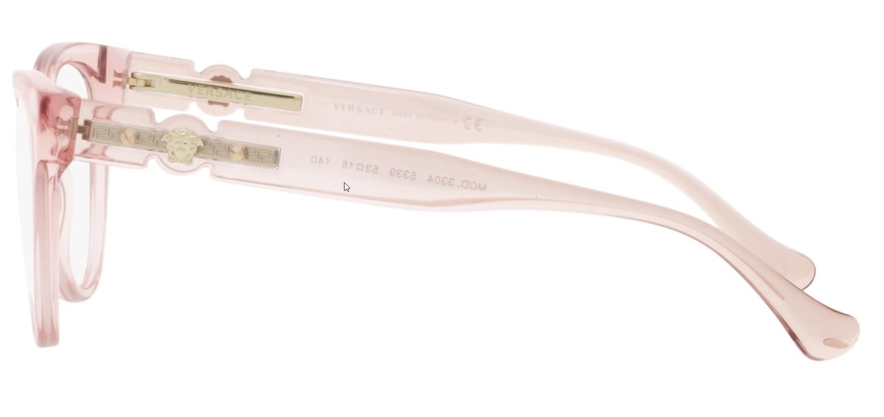 Versace Prescription Eyewear Frames 0VE3304 5339 Transparent Pink Cat Eye 53mm