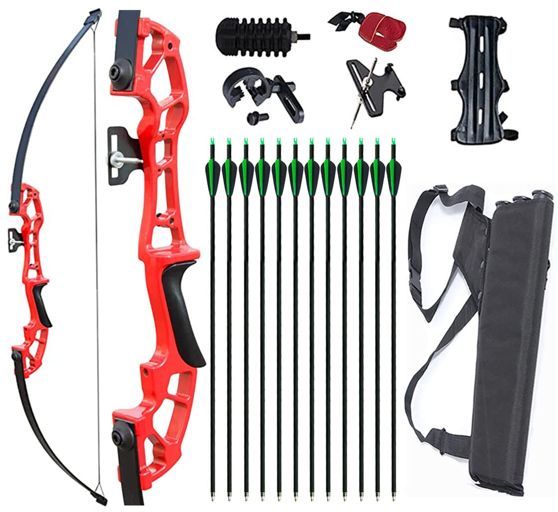 Vogbel 50" Takedown Recurve Bow and Arrows Set Archery Kit Right Hand Longbow for Adult Beginner Practice Hunting Competition (Black,40lb)