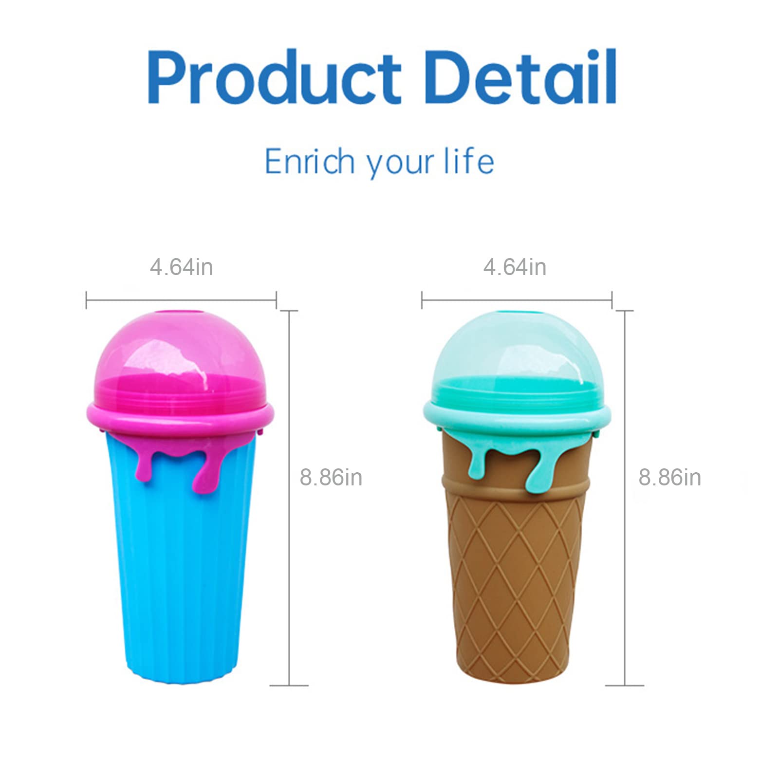 Slushy Cup Slushie Maker Cup Slushy Maker Cups Frozen Magic Slushy Maker Squeeze Cup Ice Cream Maker Slushie Cup Maker Squeeze Slushy Cups 500ML High-capacity(Coffee)
