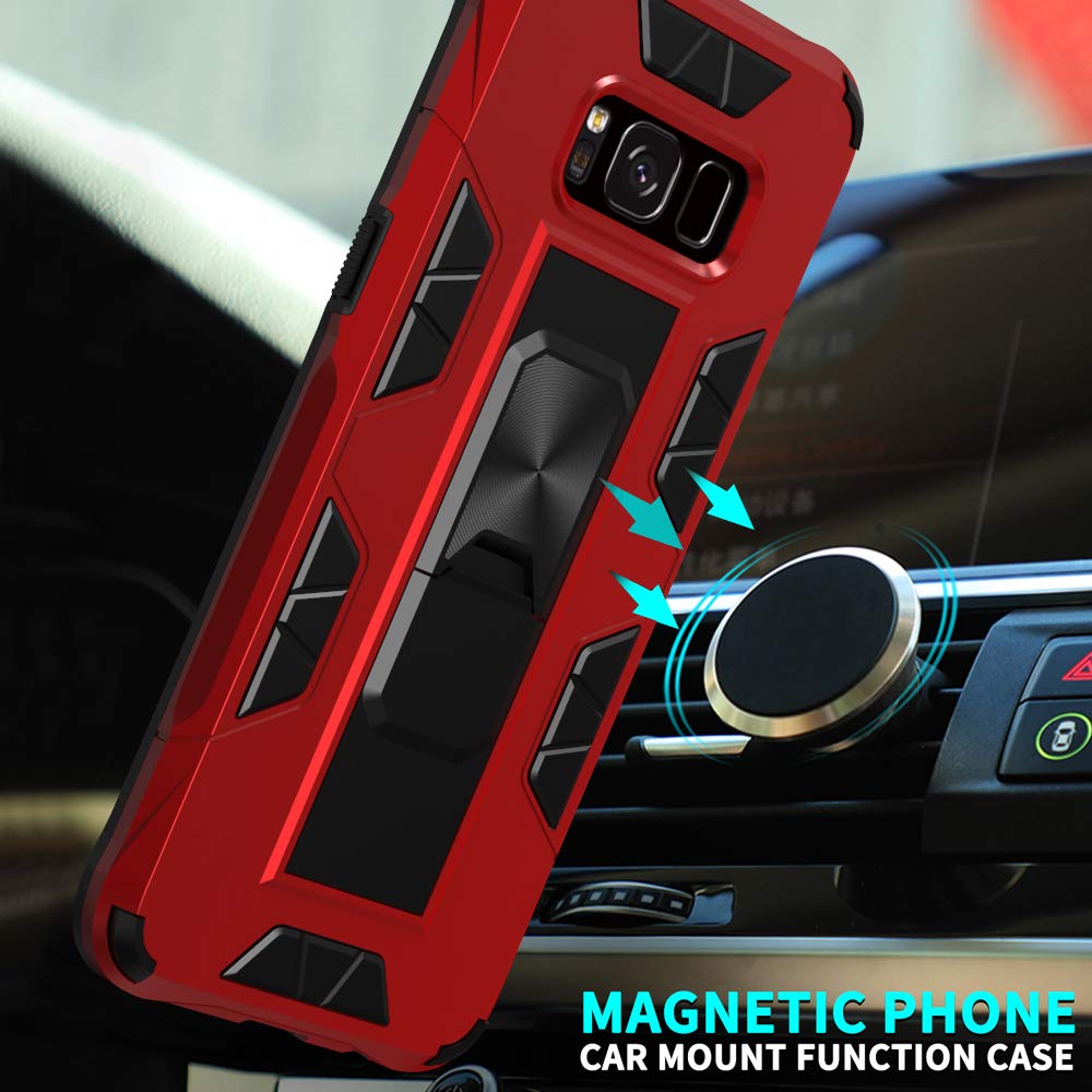 Samsung Galaxy S8 Case | Military-Grade Protection | 12ft. Drop Tested Protective Case | Kickstand | Magnetic Car Mount Holder | Compatible with Galaxy S8 - Red