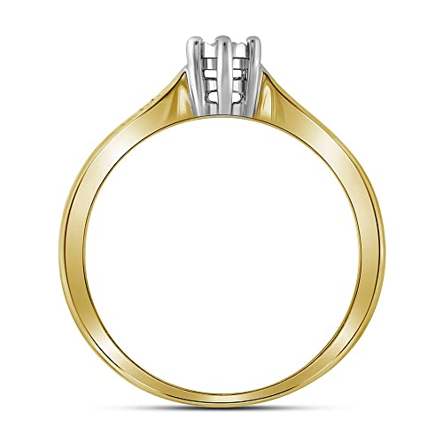 Yellow-tone Sterling Silver Round Diamond Solitaire Bridal Wedding Engagement Ring
