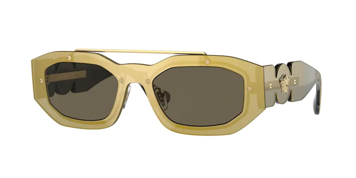 Versace VE2235 1252/2 51MM Transparent Light Green/Plastic Lens Green Medusa Biggie Rectangular Sunglasses for Men + BUNDLE With Designer iWear Eyewear Kit