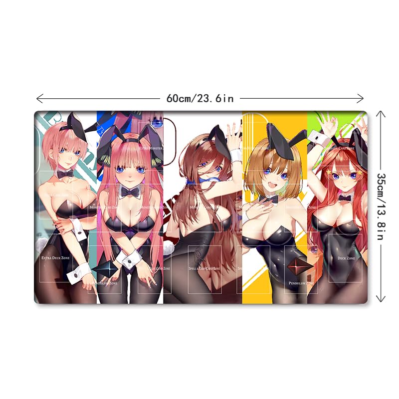 New WVICM Playmat The Quintessential Quintuplets TCG CCG OCG Trading Card Game Mat with Zones Mouse Pad Desk Mat + Free Bag (MP005-04-with Zones)
