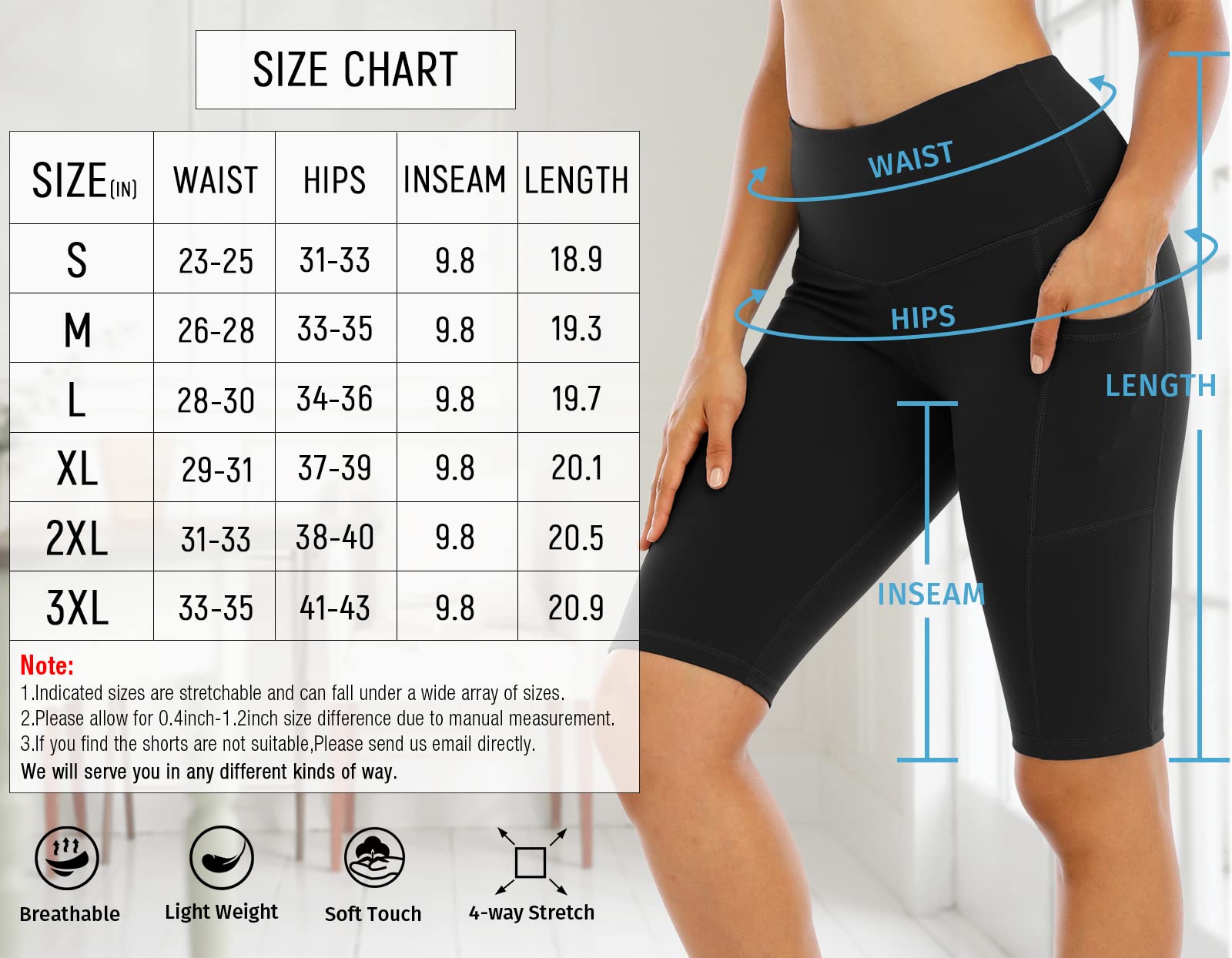 WHOUARE 4 Pack Biker Yoga Shorts with Pockets for Women,High Waisted Athletic Running Workout Gym Shorts Tummy Control,Black,Navy,Dark Gray,Brown,L