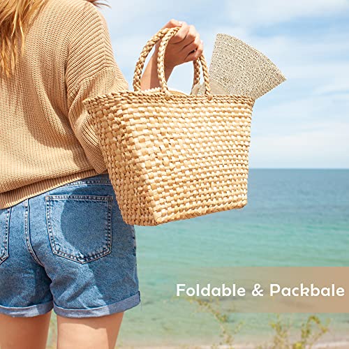 Womens Beach Straw Sun Hat: Large Ladies Foldable & Packable Floppy Hats with Wide Brim-UPF 50 UV Protection Summer Sunhat (Mixed Coffee)