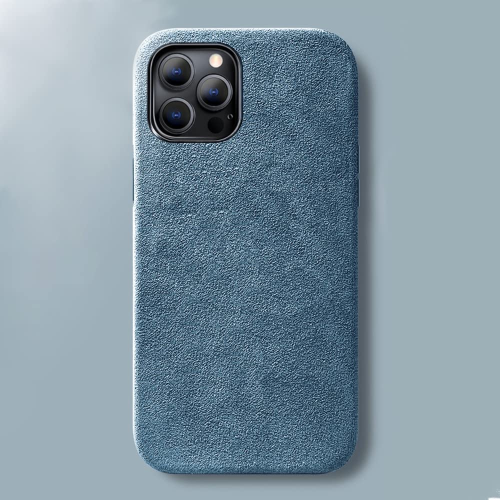 PJCOLL Alcantara Suede Case for iPhone 13 Pro and Pro Max, Mag-Safe Wireless Charging Compatible, Non-Slip, Shock-Proof, Water and Heat Resistant Premium Case (iPhone 13 Pro, Baby Blue)