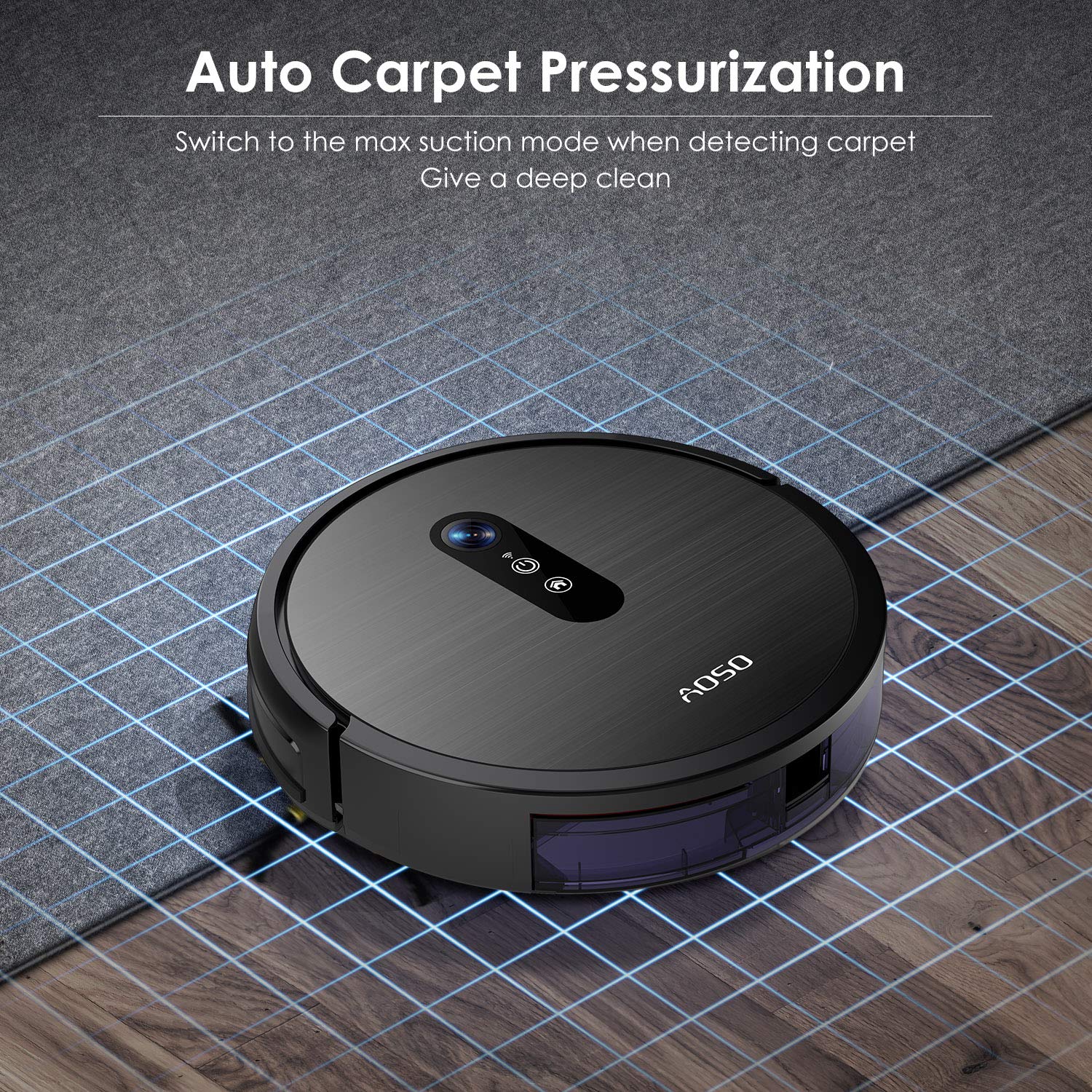 Robot Vacuum, 2000Pa Robot Vacuum Cleaner, Smart Visual Navigation, APP and Remote Control, 110mins Runtime, Multi Cleaning Modes Robotic Vacuum Cleaner Best for Pet Hairs, Hard Floor, Carpet