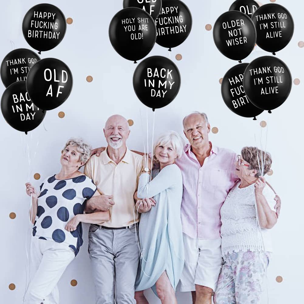 SUNBEAUTY 18PCS Abusive Balloons Funny Old Age Birthday Balloons Offensive Balloons Different Phrases for Men's Birthday Decoration
