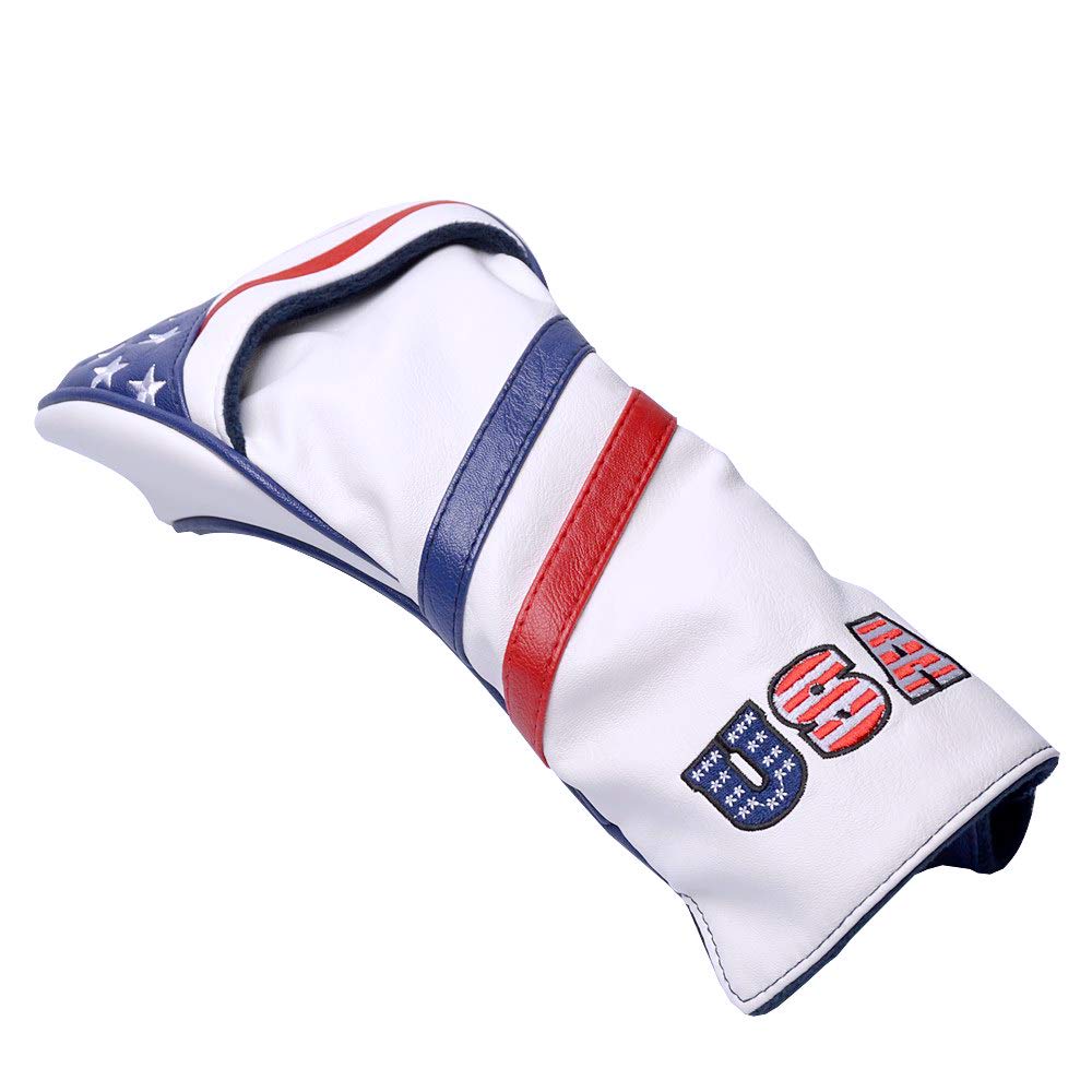 PLUSKER USA Golf Club Driver Head Cover Patriotic Stars and Stripes Flag Pattern Synthetic Leather 460cc Drivers Headcover
