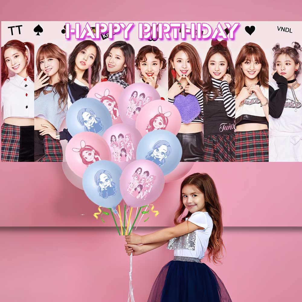 Twice Party Supplies Decorations Birthday Cake Topper Balloons Banner Backdrop Decor