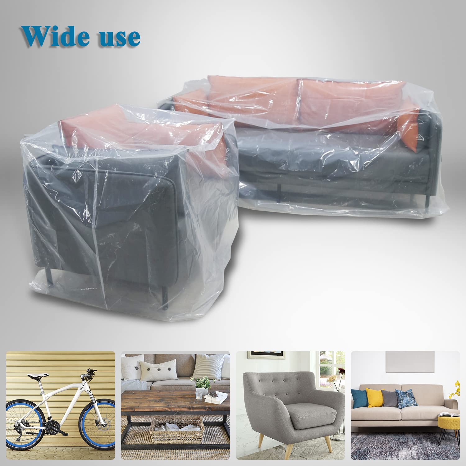 Plastic Couch Cover,Waterproof Sofa Cover,Garden Furniture Protector for Moving and Long Term Storage,68" Wx42 D