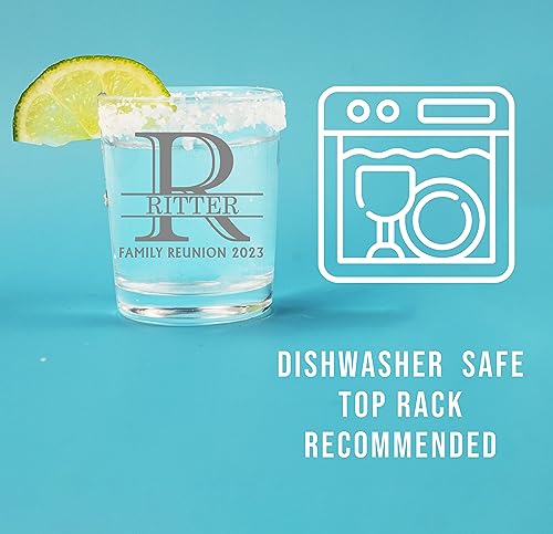 Personalized Etched 2.5oz 1pk Shot Glass – Customized Monogram Name, Custom Gifts Men Women, Groomsmen, Engraved Wedding Birthday Anniversary Retirement Gift Ideas Him Her, Party Favors, Halpert