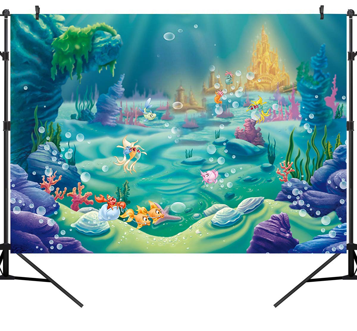 Sensfun 7x5ft Under The Sea Mermaid Backdrop for Photography Underwater Castle Girls Princess Birthday Party Photo Booth Background Little Mermaid Baby Shower Banner Table Decoration Studio Props