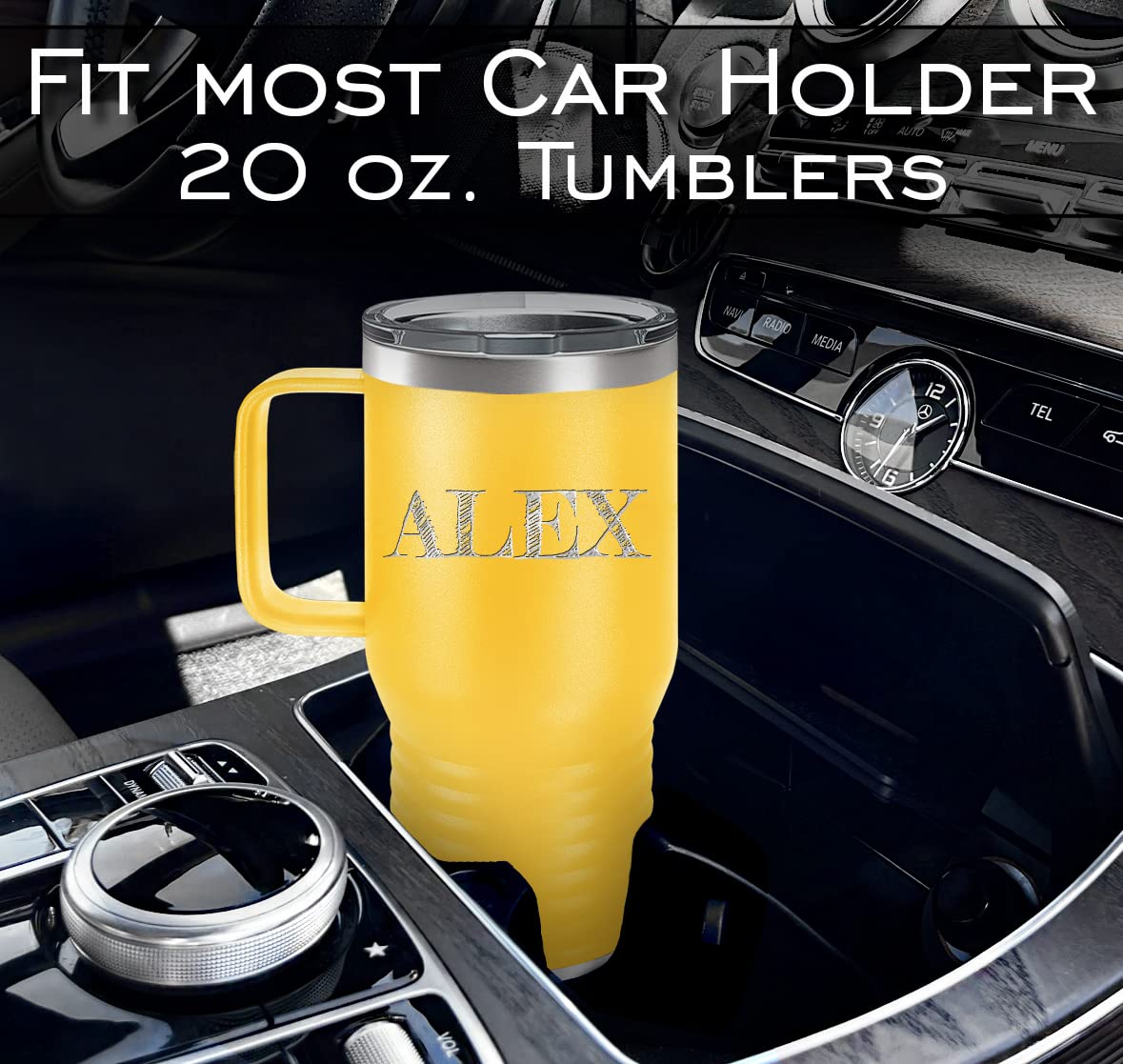 Polar Camel Personalized Tumblers with Slide Lid and Straw, Name Engraved Customized Cups, Stainless Steel Vacuum Insulated Travel Coffee Mugs - Women, Men Birthday Gift (Yellow, 20 oz)