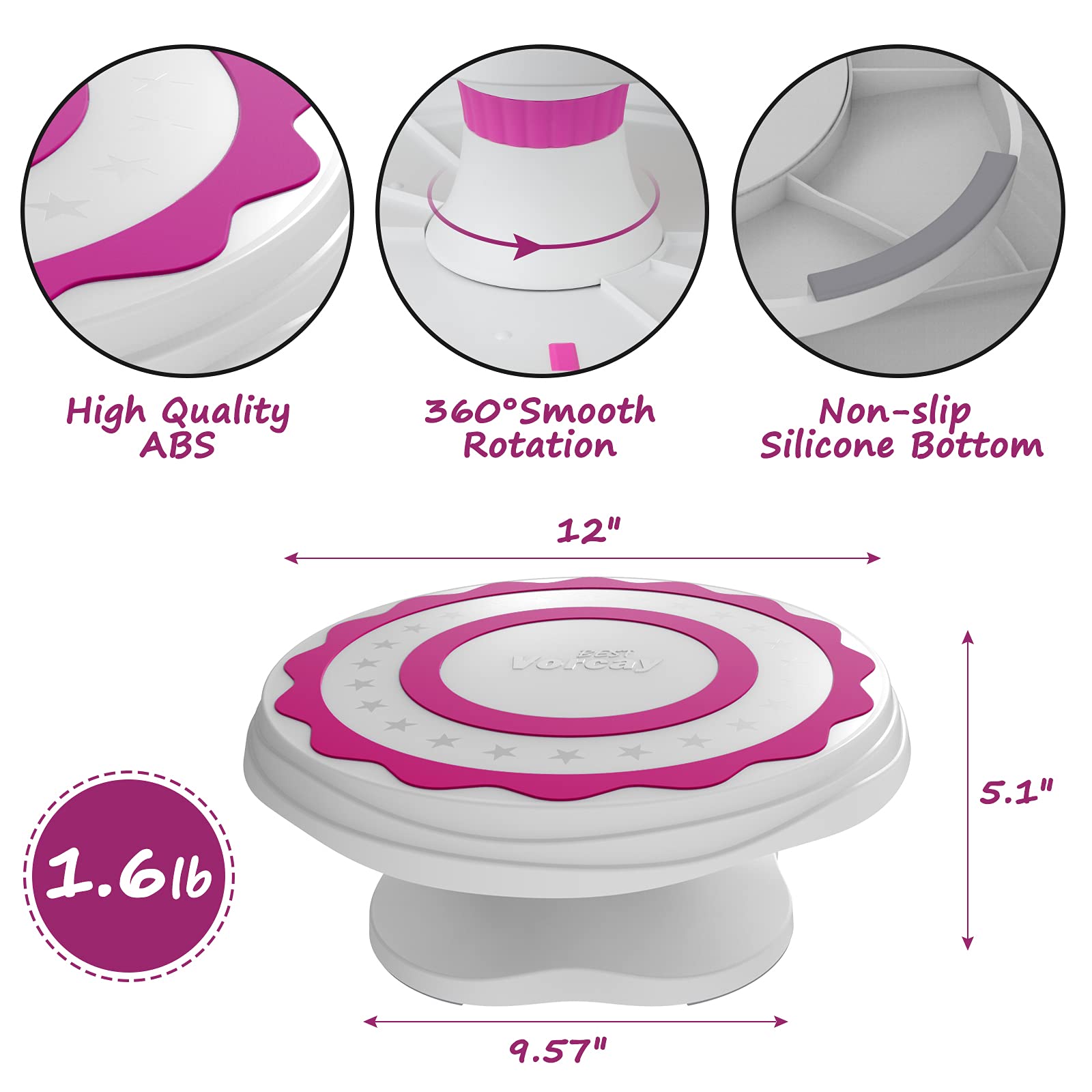 VORCAY Cake Decorating Kits Supplies-95Pcs Baking Tools Professional Cake Turntable Stand for Beginners