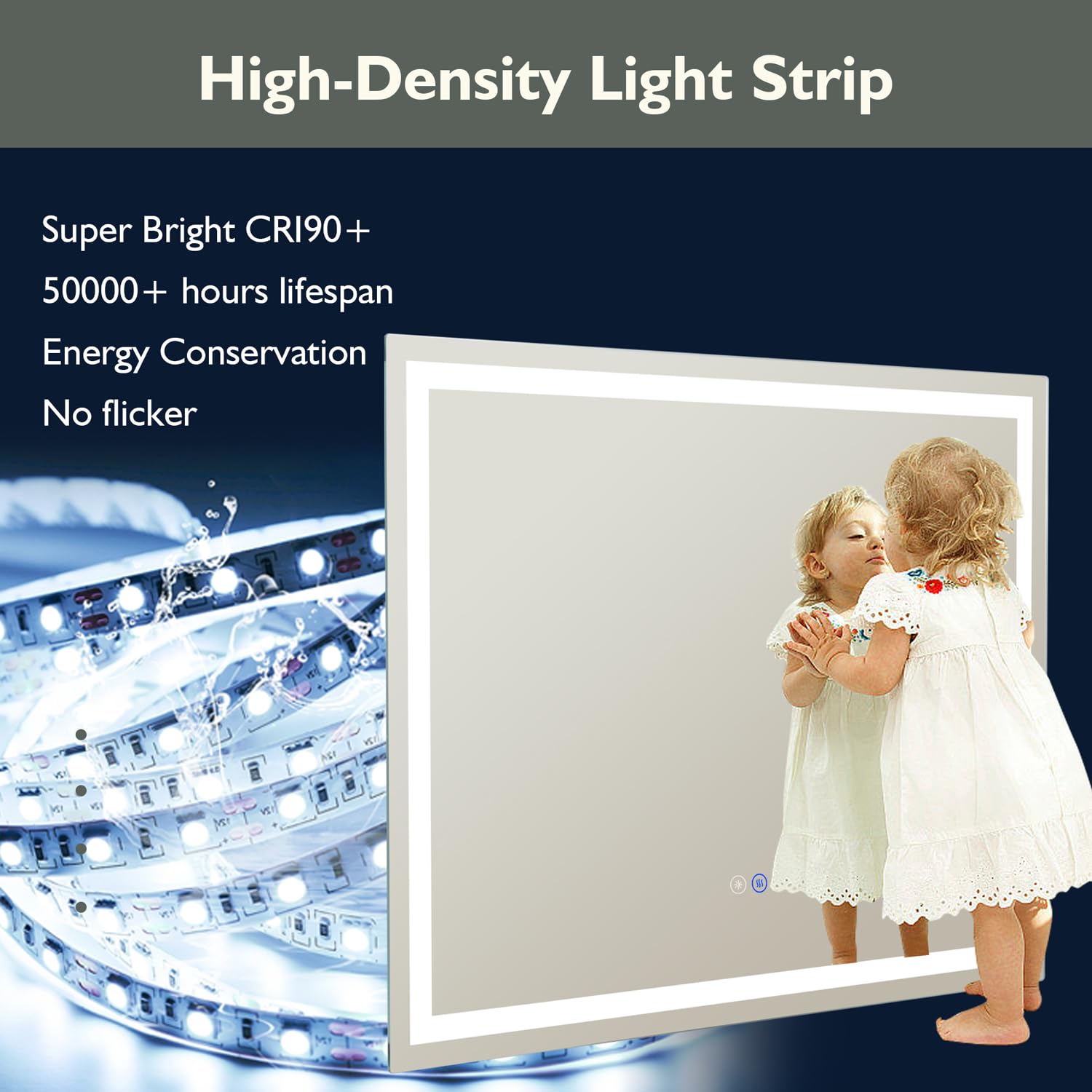 Salfanre 20x28 Led Bathroom Mirror with Lights and Black Aluminum Frame, Led Mirror for Bathroom Wall Mounted, Smart Led Vanity Mirror, Dimmable, Anti-Fog, Shatter-Proof(Horizontal/Vertical)