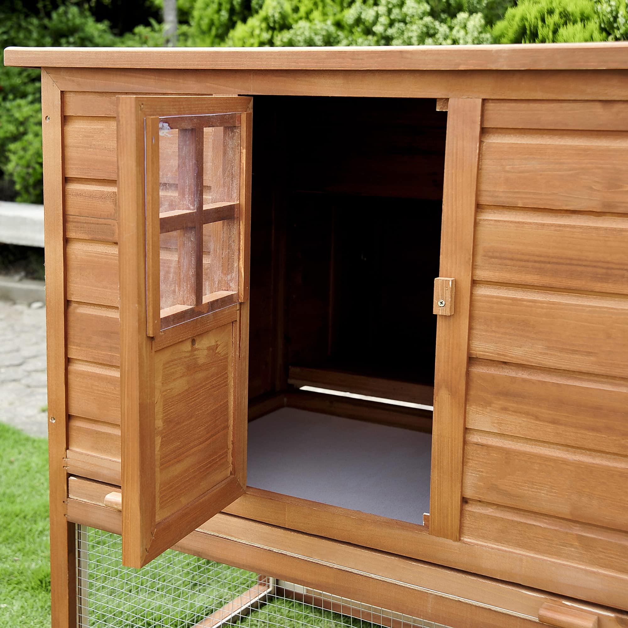 PawHut 64" Large Wooden Chicken Coop Kit With Outdoor Run And Nesting Box