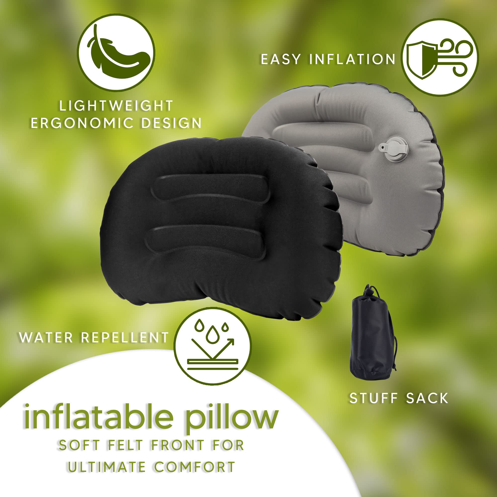 Terruva RDS Sleeping Bag Pillow Kit - 0 Degree Sleeping Bag with Pillow Set - Outdoor Indoor Sleeping Bag with Pillow - Mummy Adult Sleeping Bags - Camping Sleeping Pad Stuff Sacks & Dry Bag Green