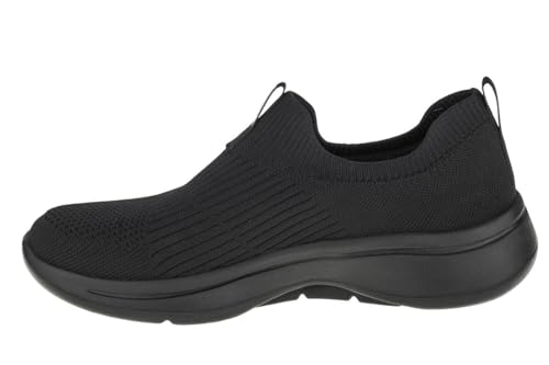 Skechers Women's GO Walk Arch FIT-Iconic Sneaker, Black/Black, 8