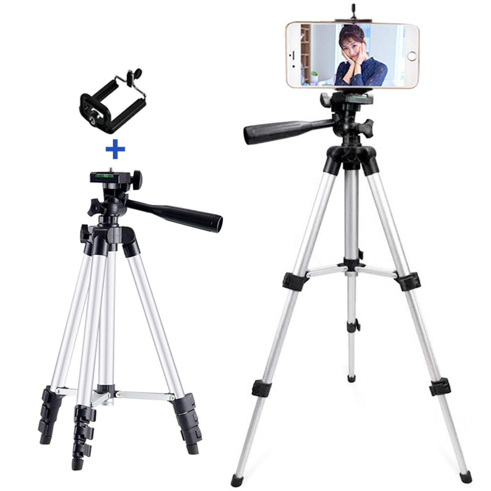 Phone Tripod Aluminum Lightweight Portable Camera Tripod Angle Height Adjustable for Smartphone Action Camera Photography