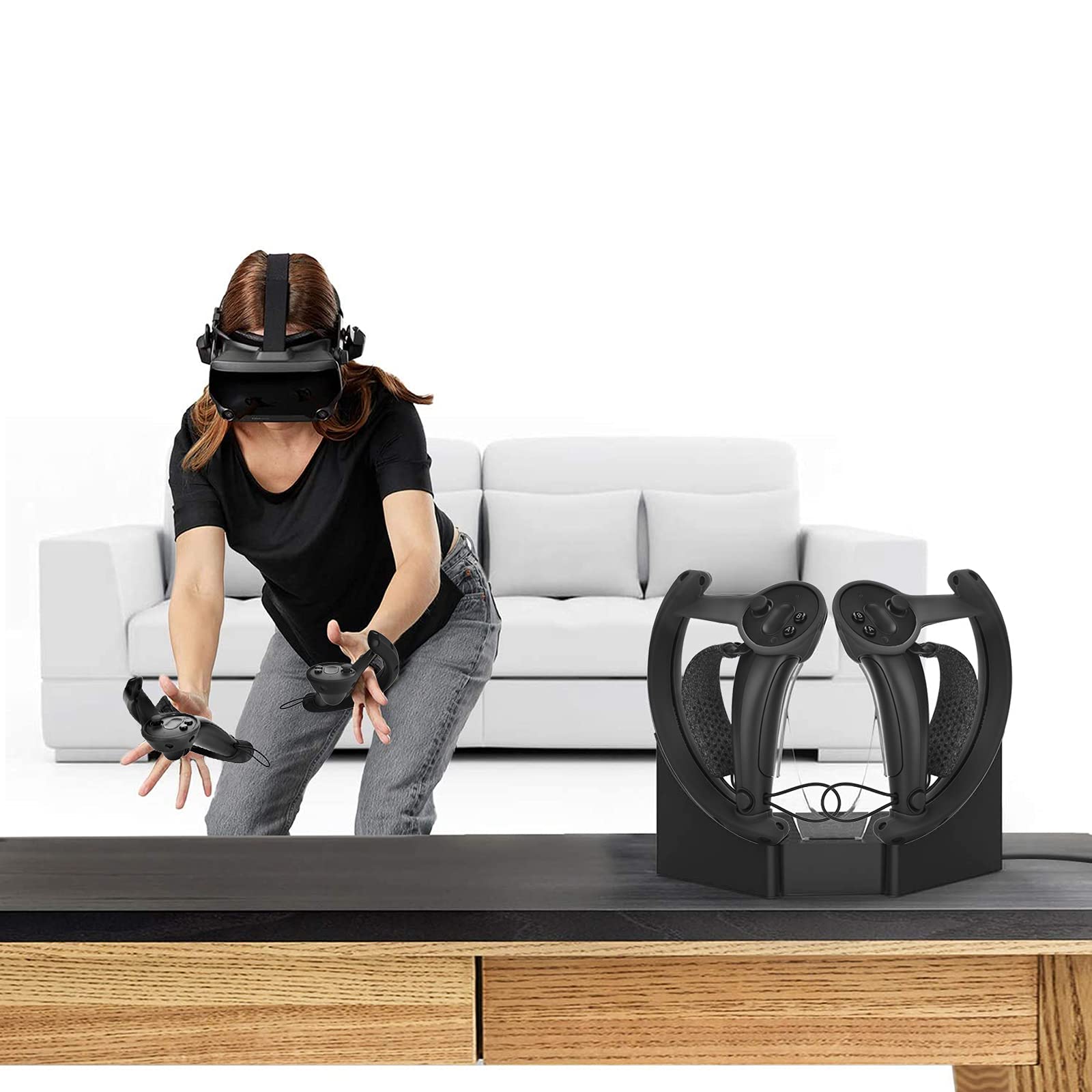 VR Controller Grips Cover Accessories for Valve Index, Valve Index Accessories Sweatproof Anti Collision(Black)