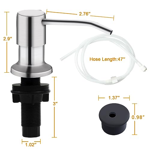 Sink Soap Dispenser, Kichen Sink Soap Dispenser, Good Suction Power, 47" Extension Tube kit, Under Sink Soap Dispenser Pump, No Need More Refills(Brushed Nickel)