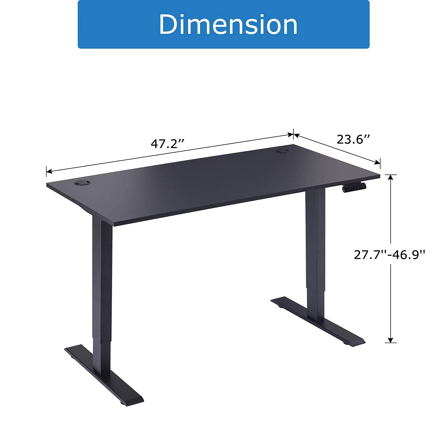 Sit Stand Desk 48 x 24 Inches Dual Motor Standing Desk, Electric Height Adjustable Desk with Whole Piece Desk Board USB Port for Home Office (White Tabletop+White Frame)