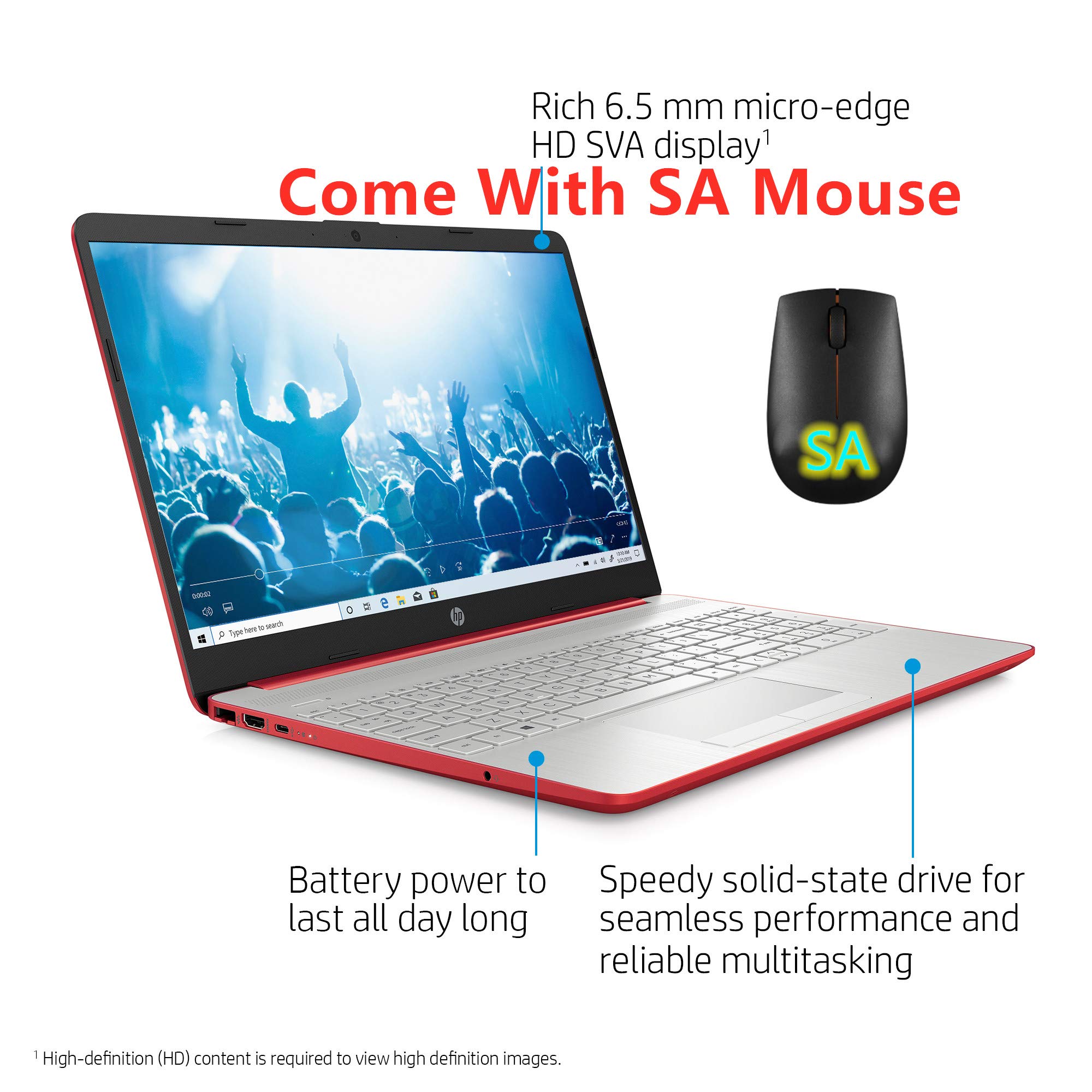 Newest HP 2020 Pavilion 15.6 Intel Pentium Gold 6405U 4GB 128GB SSD Windows 10 Laptop Red with SA M (Renewed)