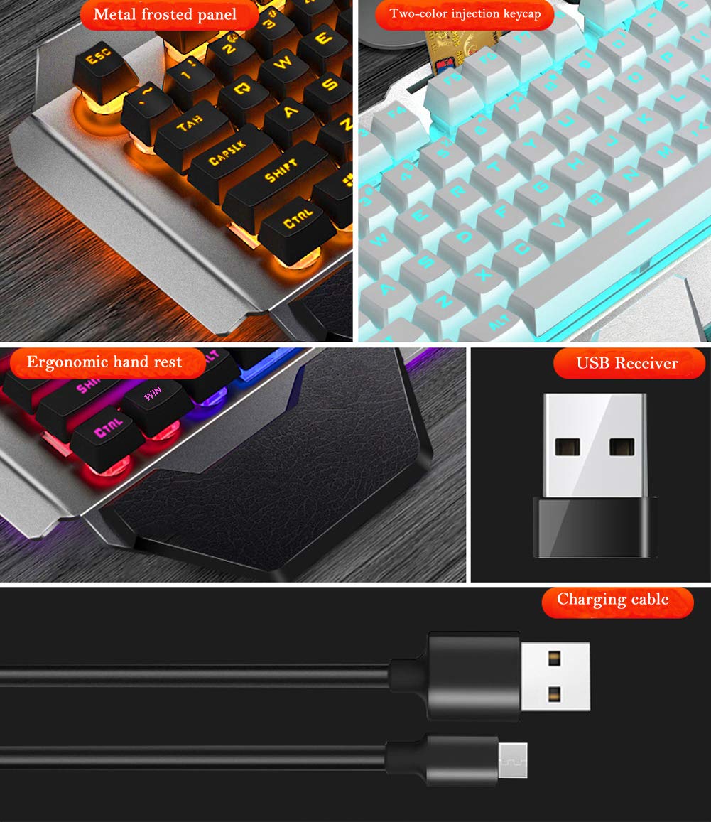 Rechargeable Keyboard Mouse Combo Backlit,2.4G Wireless Gaming Keyboard with Palm Rest,Multimedia,Ergonomic,3000Mah Large Capacity Battery and Adjustable DPI Mouse for Computer,PC,Laptop,Mac (Silver)