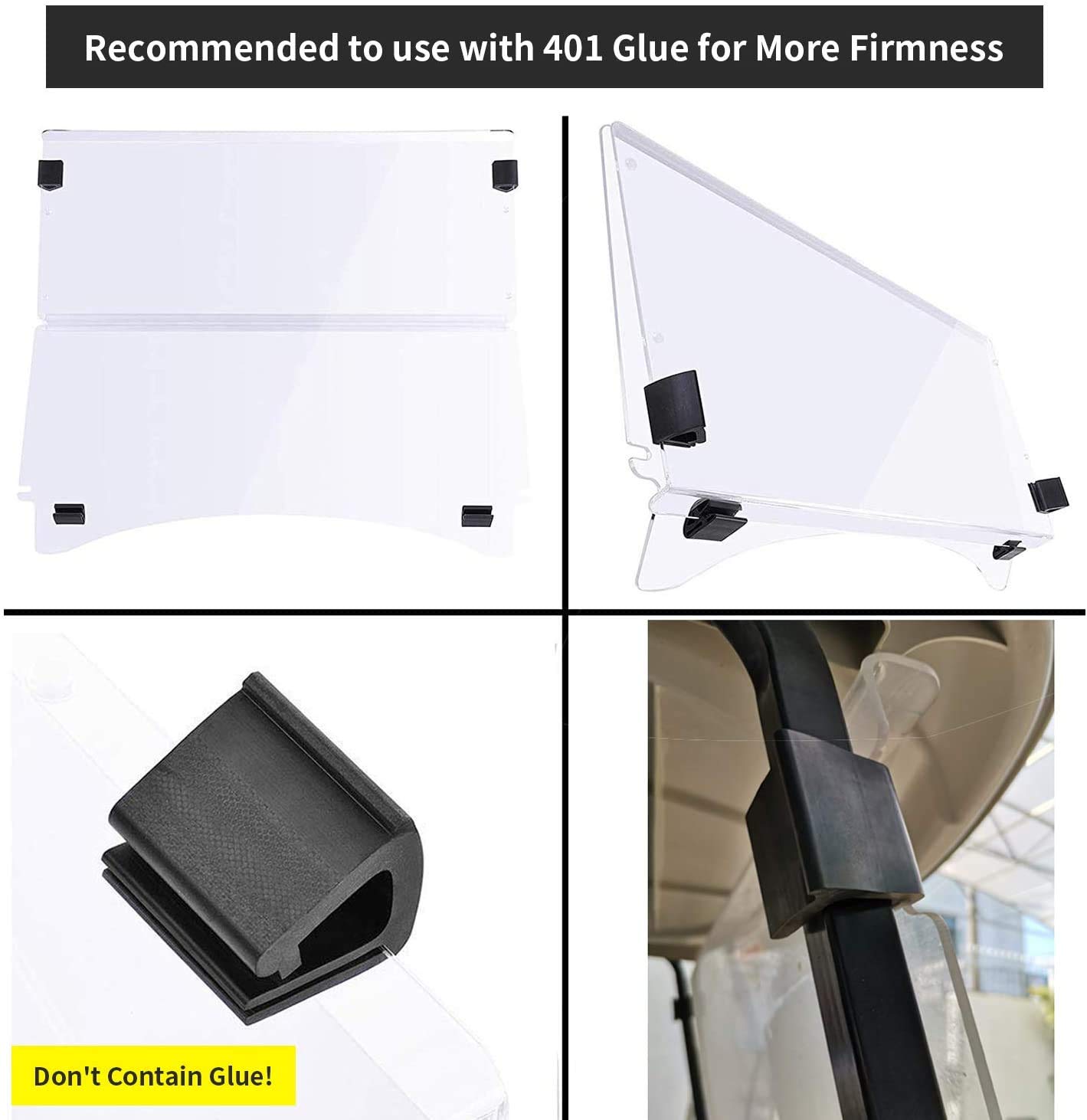 Rainbow Ann 2 PCS Golf Cart Windshield Retaining Clips Fit 1"x1" Tube for Club Car EZGO Yamaha Golf Carts