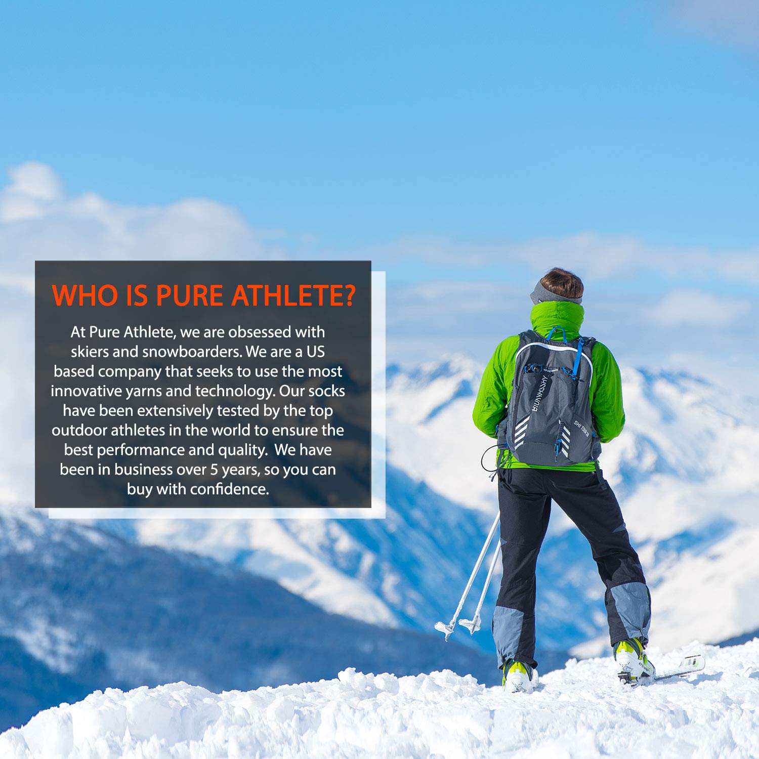 Pure Athlete Ski Socks Warm Merino Wool - Best Lightweight Thin Ski Snowboard Sock Women Men (3 Pairs - Lime/Sky Blue, Large-X-Large)