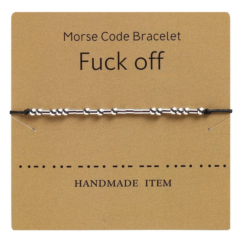 TESTRYE Morse Code Bracelets for Women,Fuck Off Morse Code Bracelets with Adjustable String,Inspirational Gifts for Women Men Friends (Fuck off)