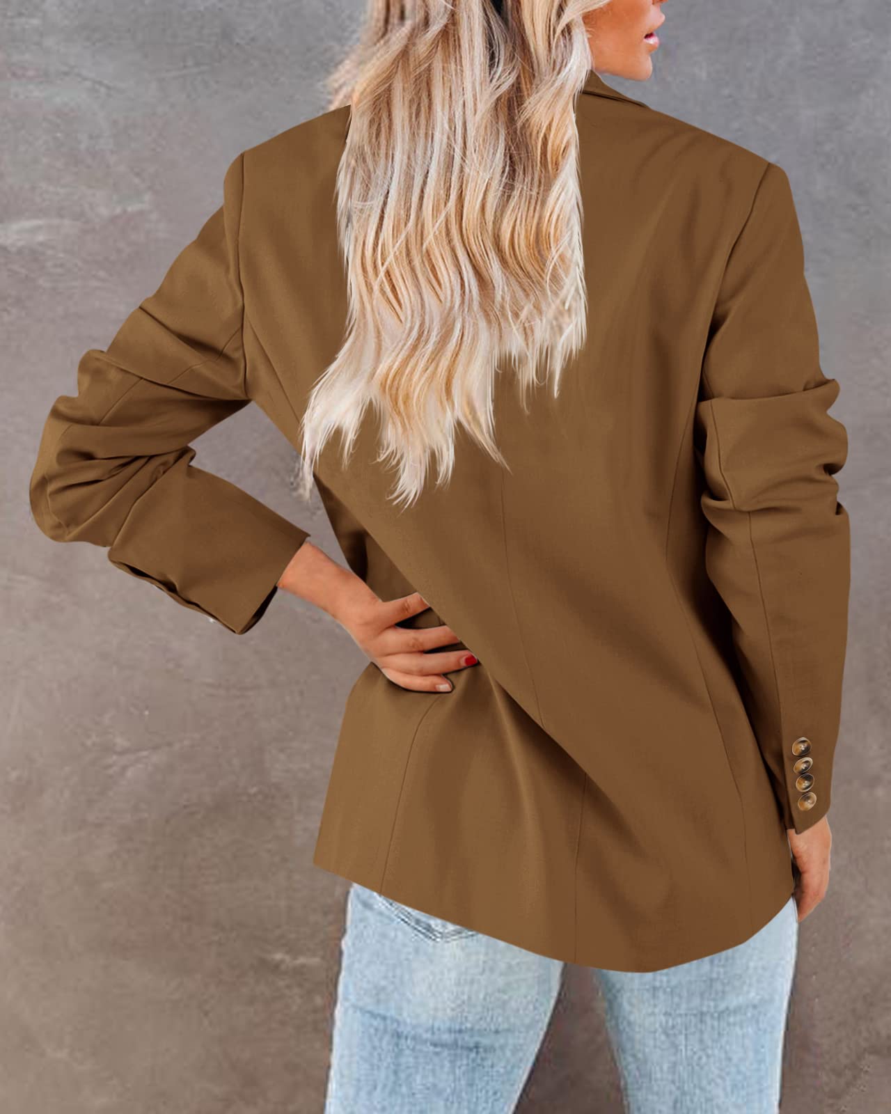 Newffr 2023 Women's Blazers Casual Open Front Long Sleeve Lapel Collar Work Office Jacket Summer Outwear