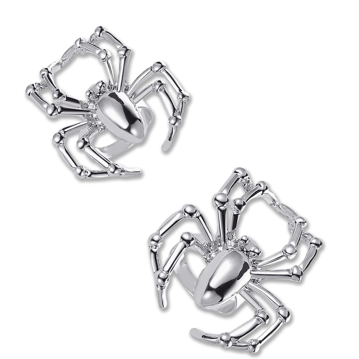 YANGTTOK Gothic Punk Style Simulation Animal Spider Finger Rings for Women Men Adjustable Ring Funny Halloween Accessories Gift (White)