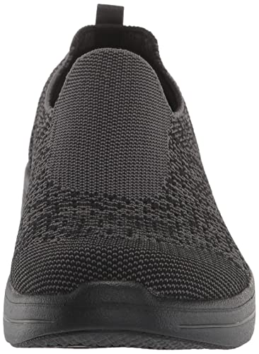 Skechers Women's MAX Cushioning LITE-Knit Slip ON Sneaker, Black/Gray, 6.5