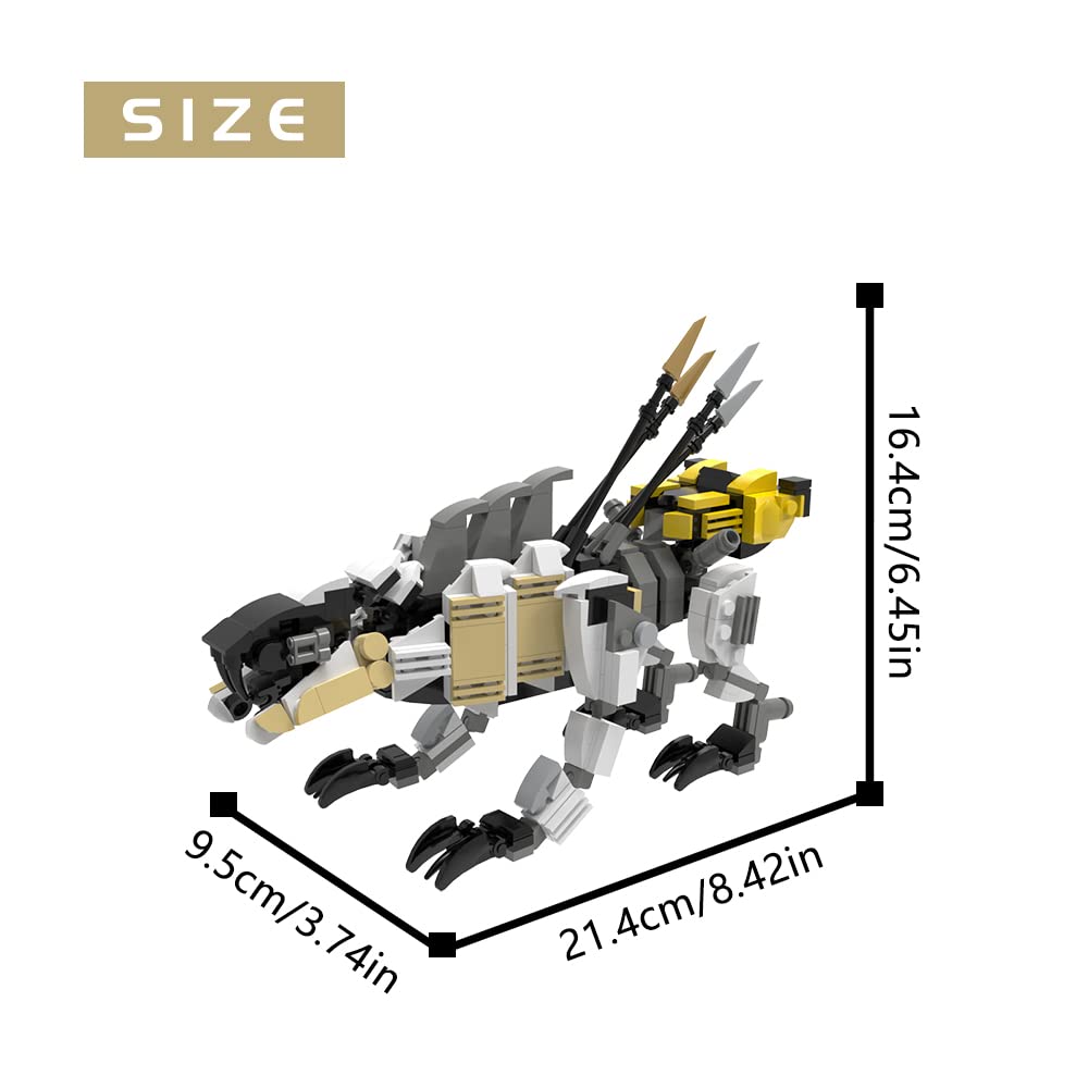 WiMiU Zerro-Dawn Thunder Sawtooth Building Set;Horizontal Zero Daybreak Building Blocks Display Model,Collectible Desktop Ornaments,Halloween Christmas Toy and Birthday Gift for Gaming Fans (464PCS)