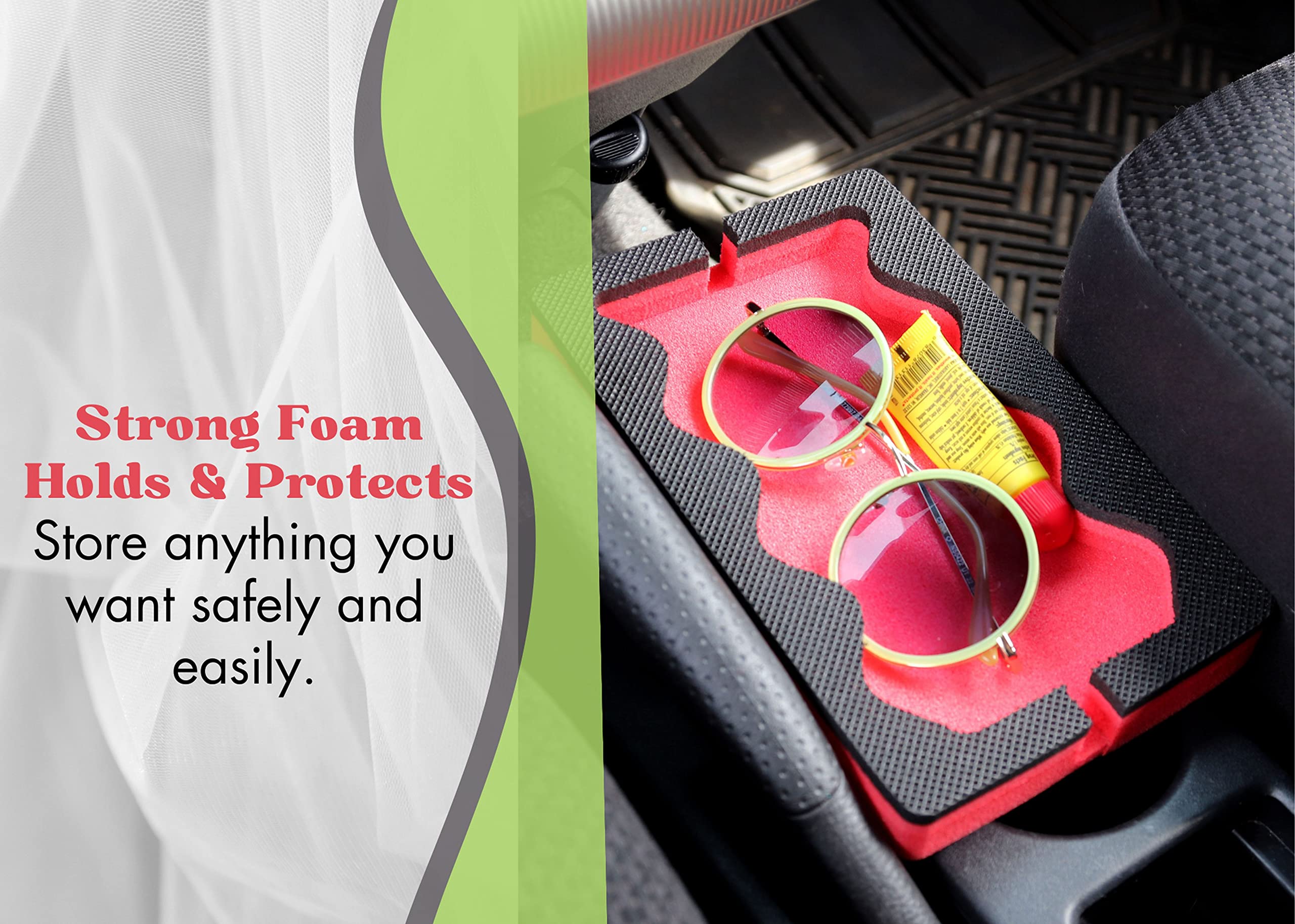 Polar Whale Car Phone Holder and Storage Tray Cup Insert Modern Style Universal Expander Extender Holds Small Items Organizer Red and Black High Density Foam