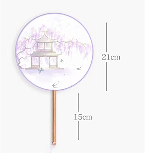 WLABS Folding Fans 2Pieces Hand Fan Folded Ancient Chinese Style Hanfu Cheongsam Costume Embroidery Small Round Fan Handheld Folding Fan (Color : 2pieces-d, Size : Fan Diameter 21CM)