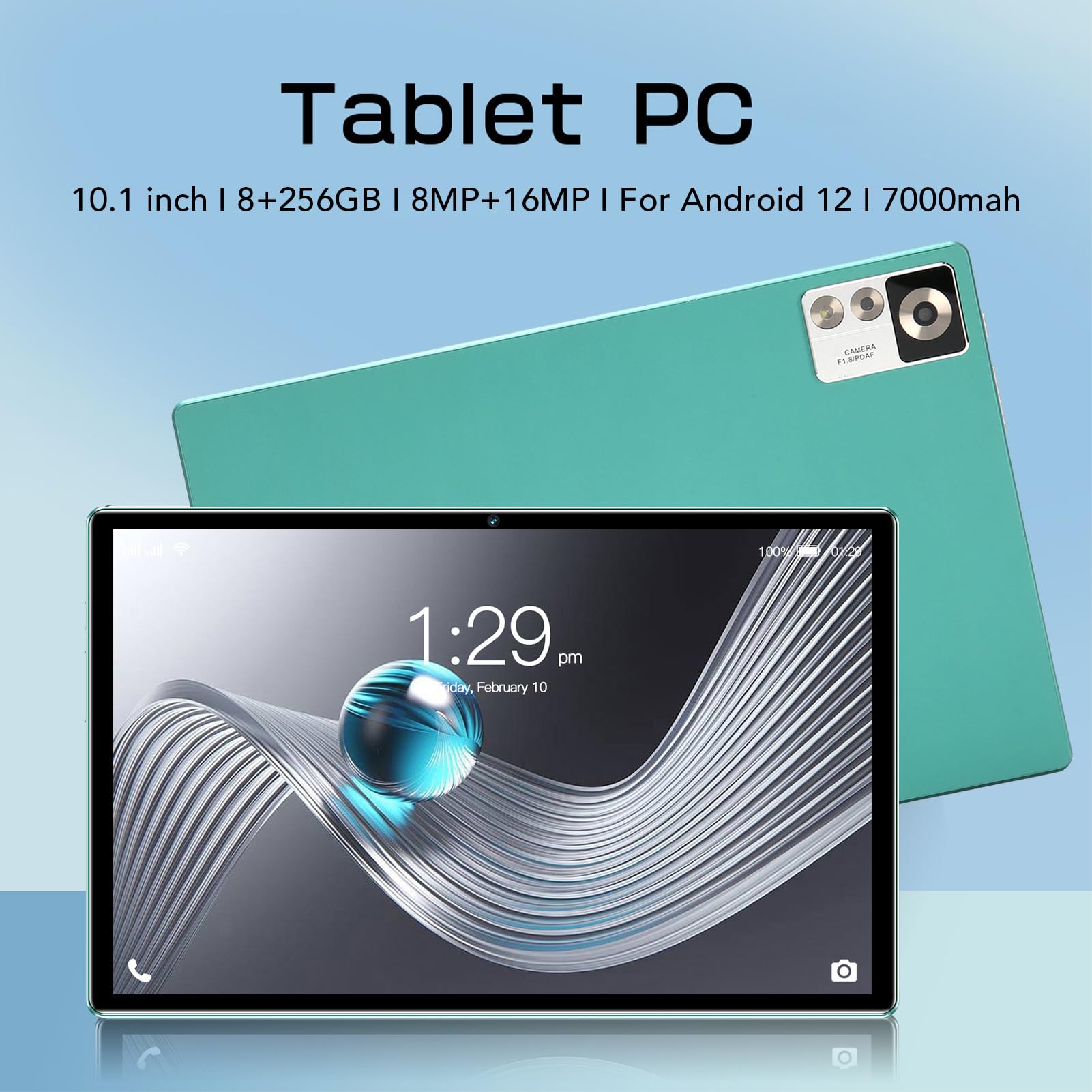 SHYEKYO Gaming Tablet, Tablet PC 2 Card Slots 8GB RAM 256GB ROM 5G WiFi 4G LTE Octa Core CPU 10.1 Inch LCD for Business (US Plug)