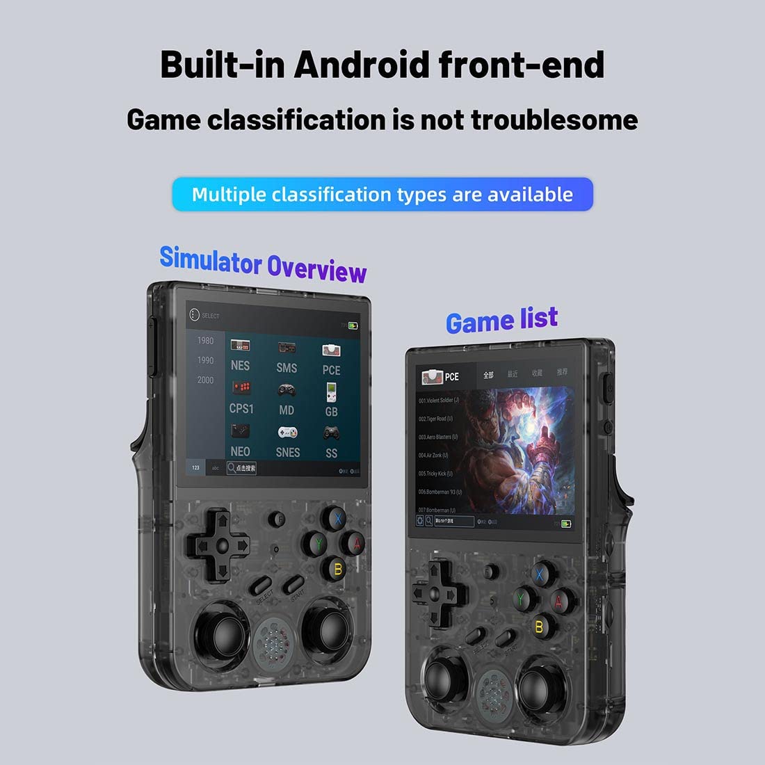 ZUSTER RG353V Handheld Game Console 16G+256G 34,000 Games 3.5 Inch IPS Screen Open Source Arkos Linux System Home Game Arcade Retro Game Machine for Kids Adult