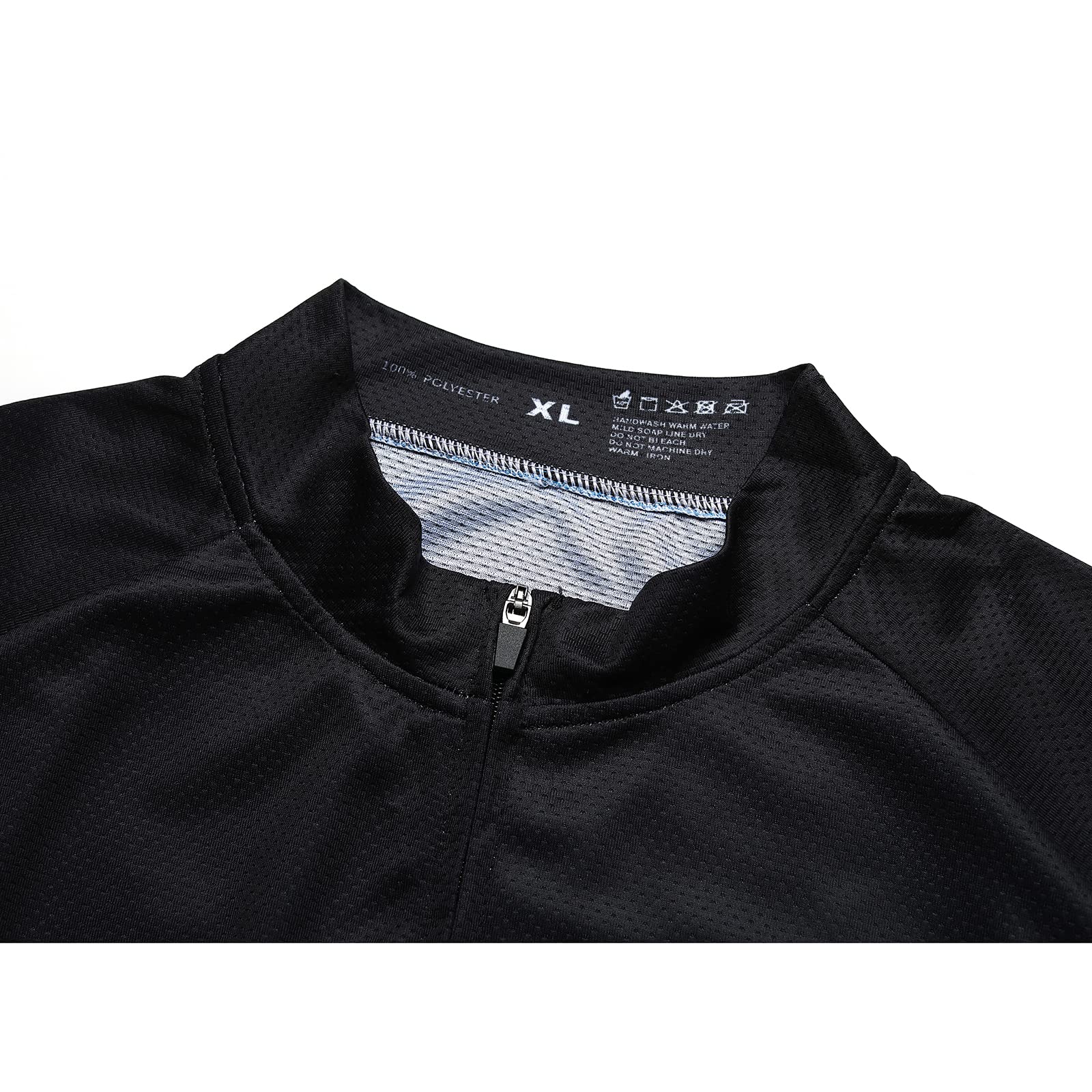 Tewmeu Mens Cycling Jersey Road Bike Shirt Short Sleeve with 3 Rear Pockets Breathable Quick Dry Polyester Black