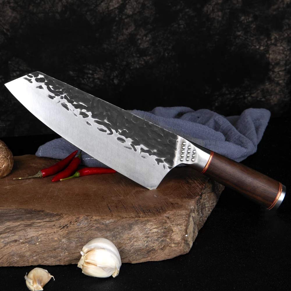 XT XITUO Kiritsuke Chef Knife 7-inch,Meat Sushi Cutting Cleaver Knife High Carbon Steel Knife Hand Forged Japanese Butcher Kitchen knives for Home Restaurant (7" Kiritsuke Knife)âŚ