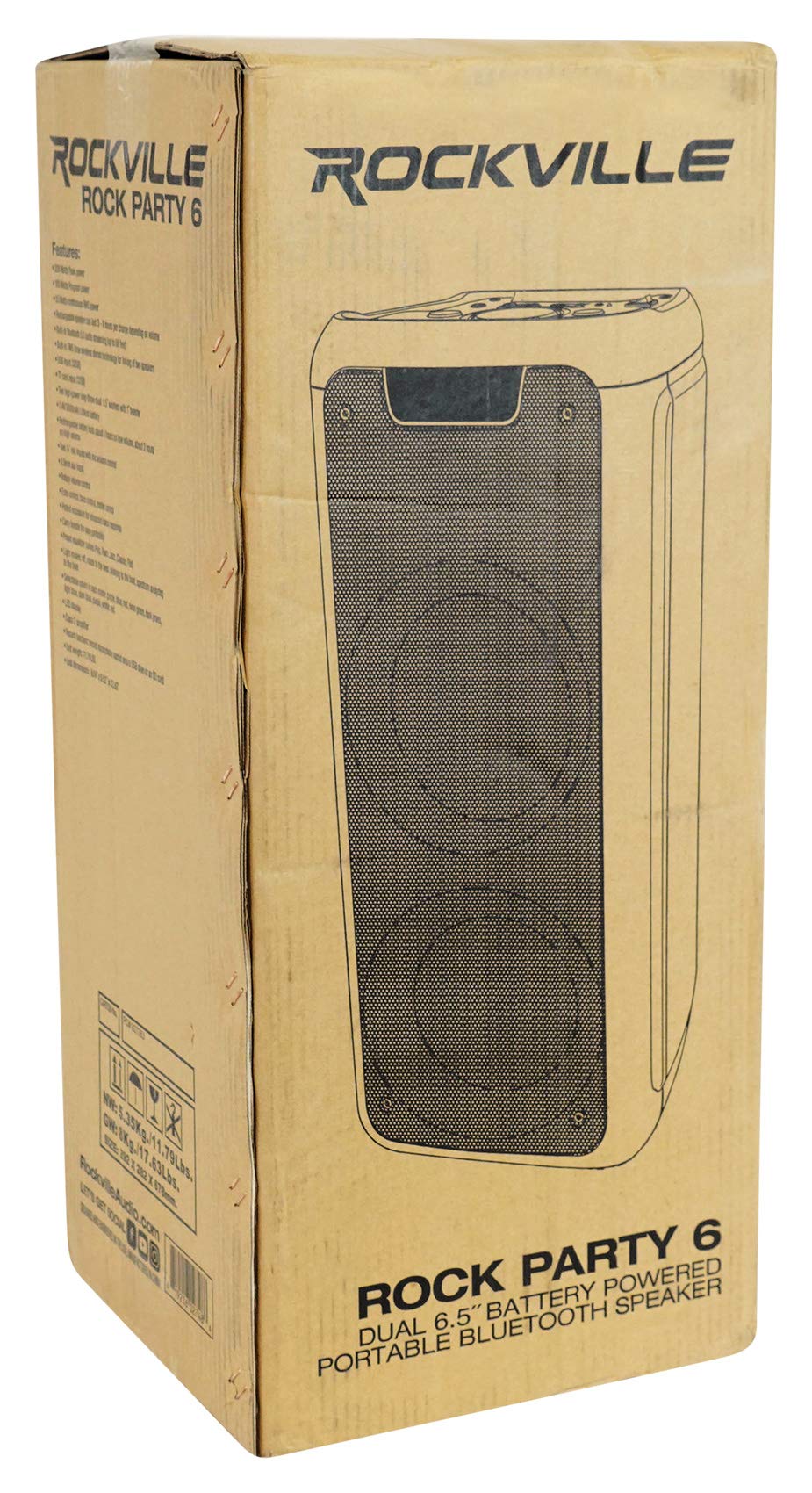 Rockville Rock Party 6 Dual 6.5" Battery Powered Home/Portable Bluetooth Speaker