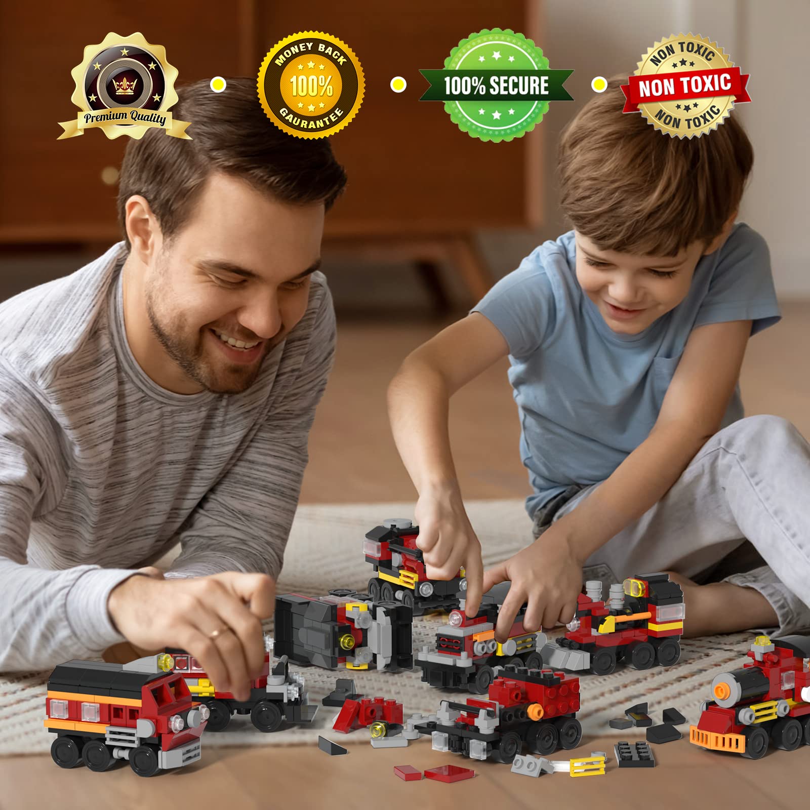 Nununary 8-in-2 Train Robot Building Toys - Two Forms Creator Building Kits STEM Building Set Educational DIY Bricks Toys Age 6+ (766 Pcs)