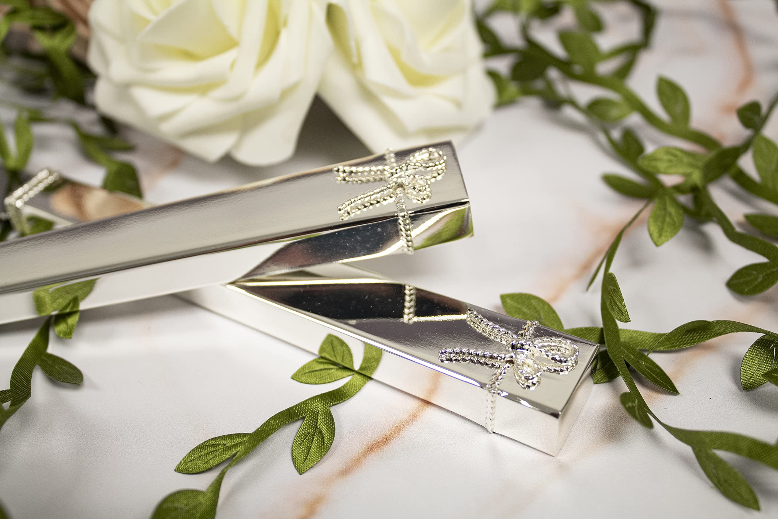 Vera Wang Bridal Love Knots Silver Personalized Wedding Cake Knife and Server Set, Custom Engraved Wedding Cake Cutting Set, Accessories and Gifts for the Bride and Groom