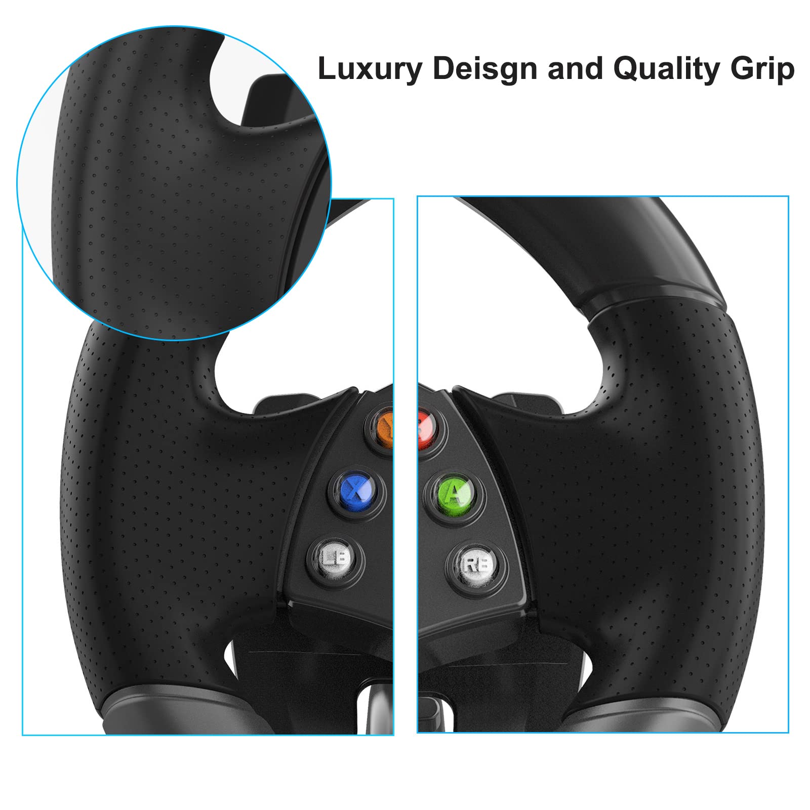Steering Wheel for Xbox 360,PC Gaming Racing Wheel,volante para PC, 180 Degree Driving Wheel with pedals and shifter for XBOX 360 / PS3 / PC/Switch/Android